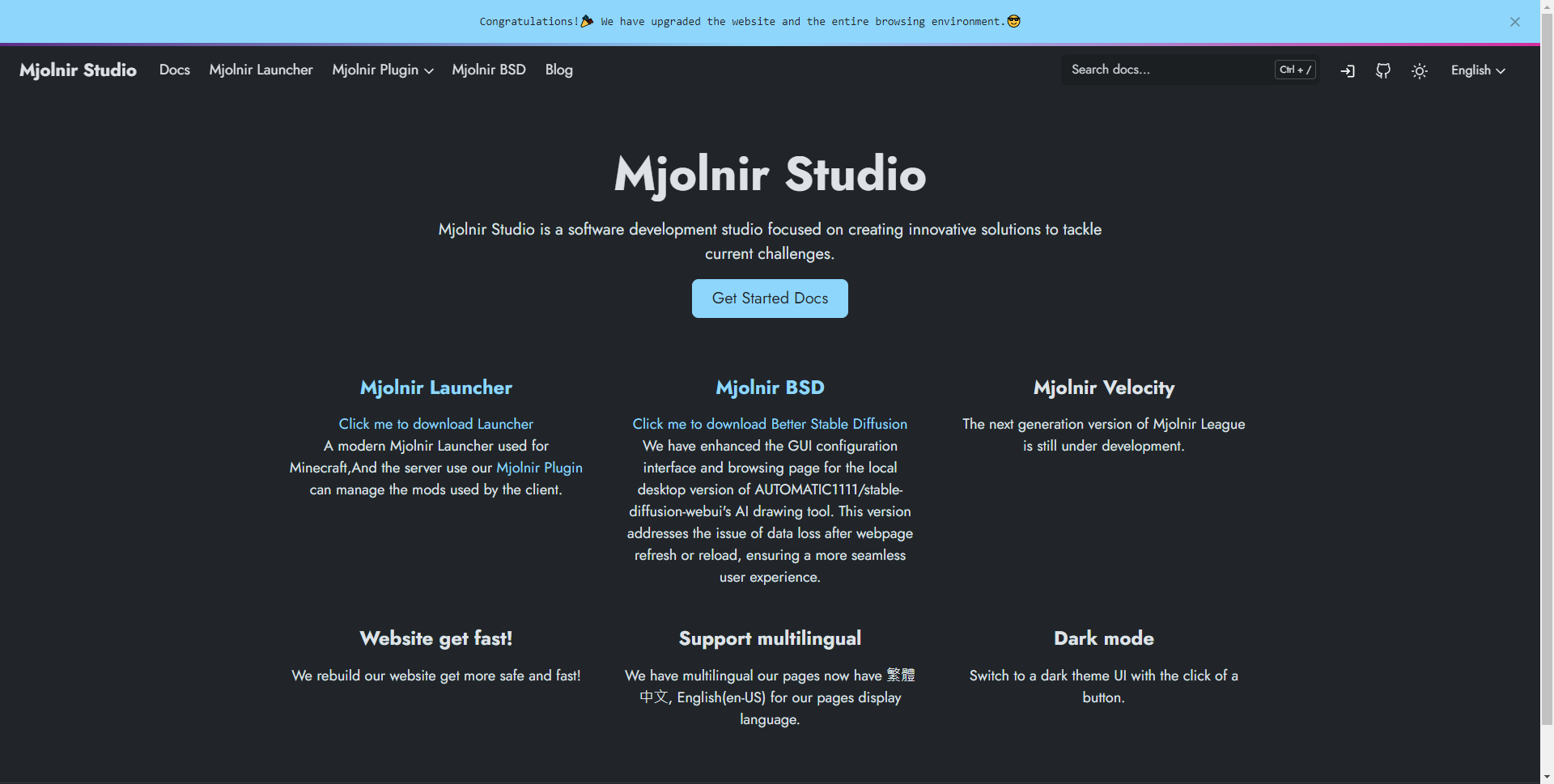 Website v1.1 update - Mjolnir Studio